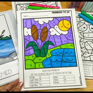 Number Recognition to 20 Color by Number Math Worksheets, Kindergarten ...