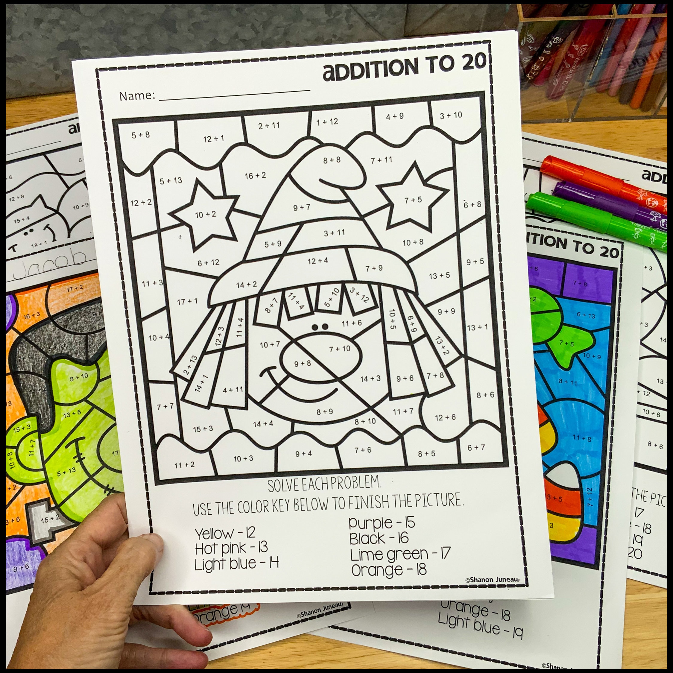 Halloween Addition to 20 Color by Number Worksheets, Color by Code ...
