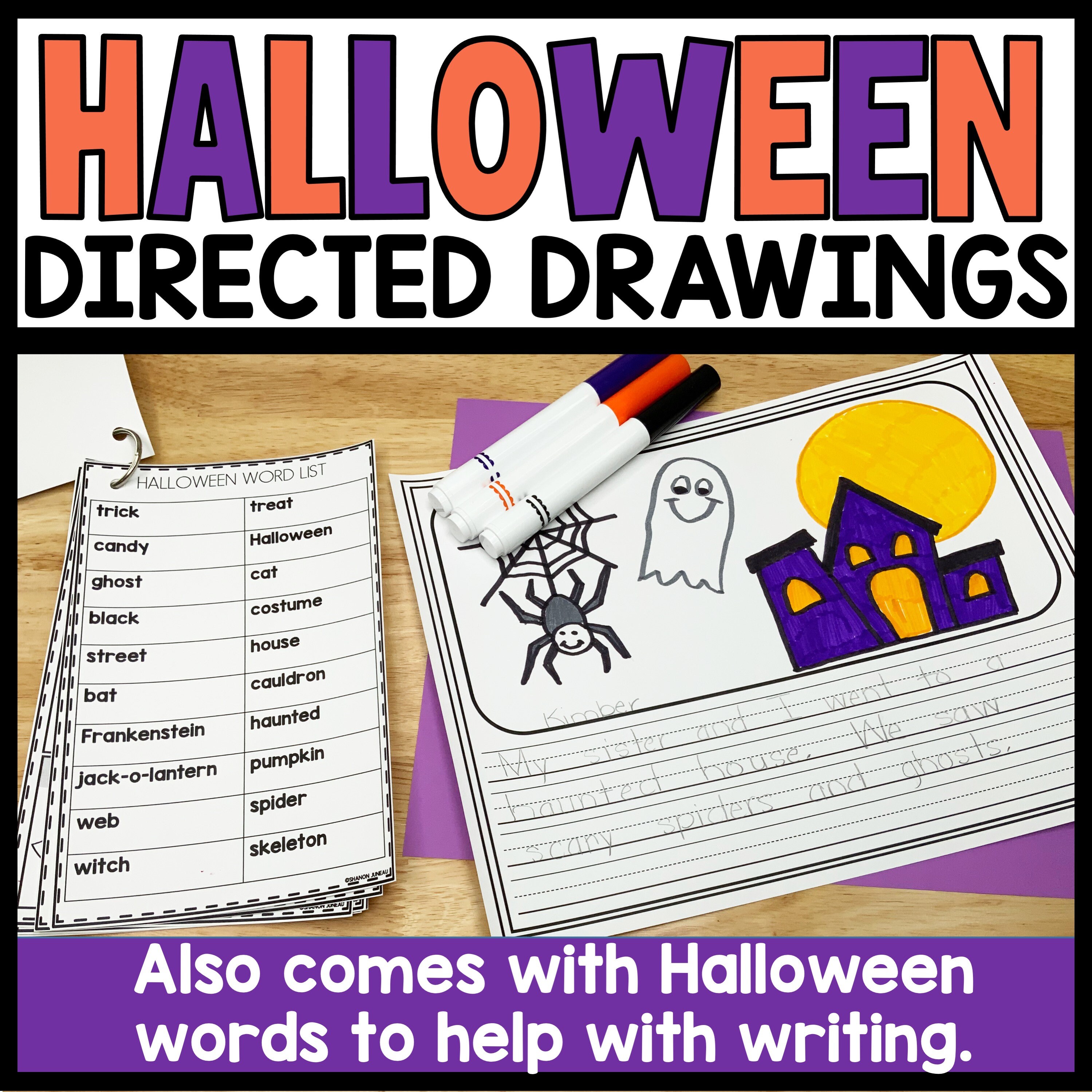 Halloween Directed Drawings for Kids, Art Activities for Elementary ...