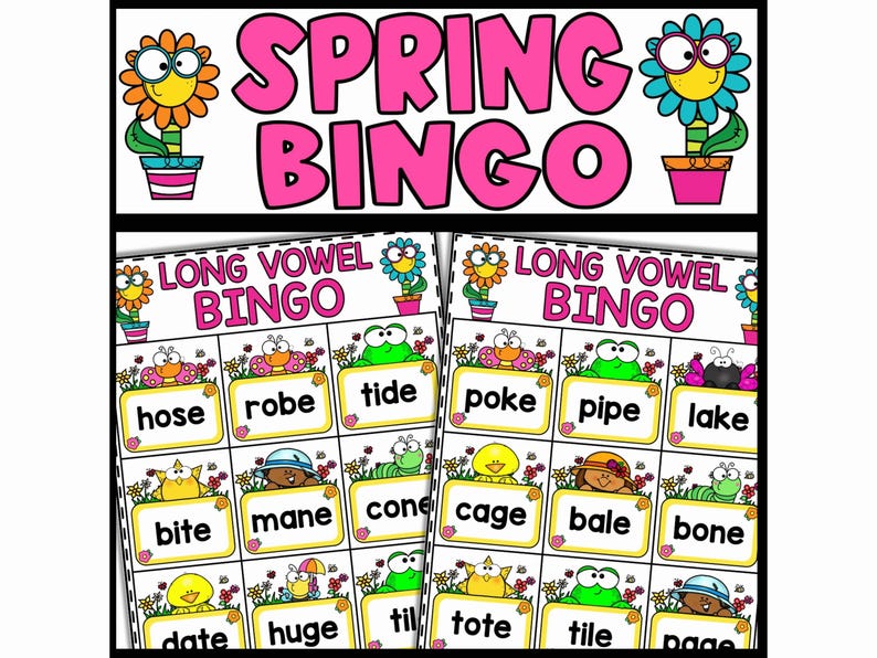 Spring Long Vowel Words Bingo Game Cards, Cvce Bingo Game Cards - Etsy