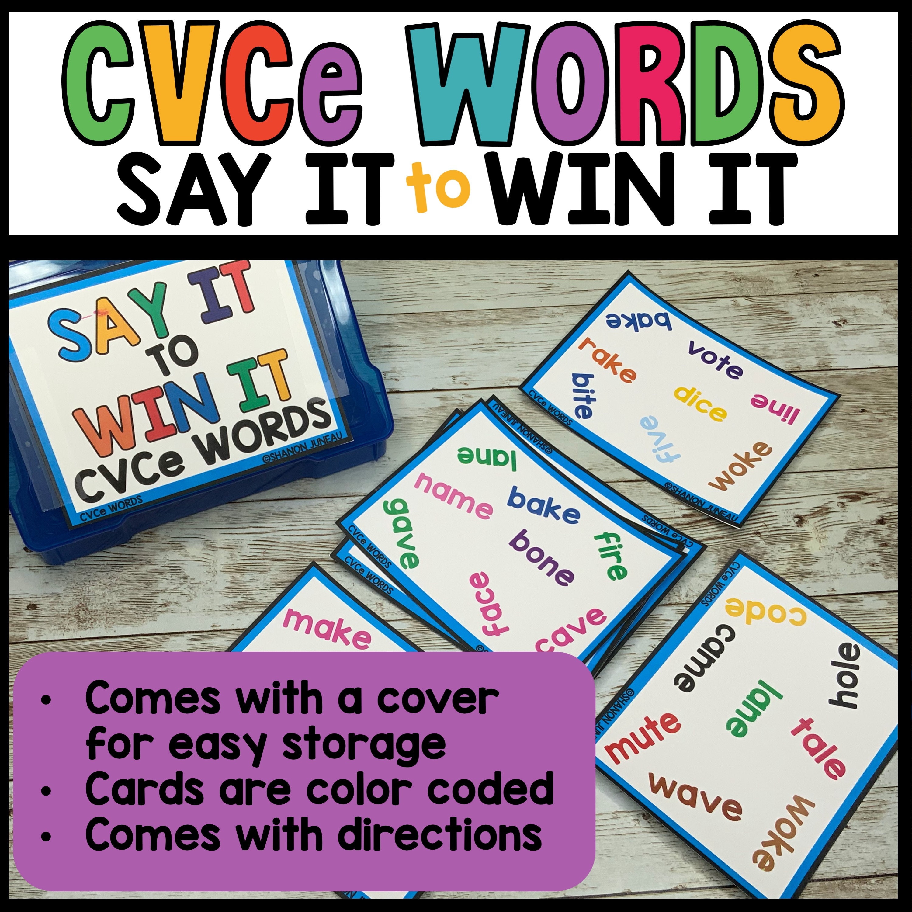 Magic E Word Game, Say It to Win It Games, Matching Cvce Card Set ...