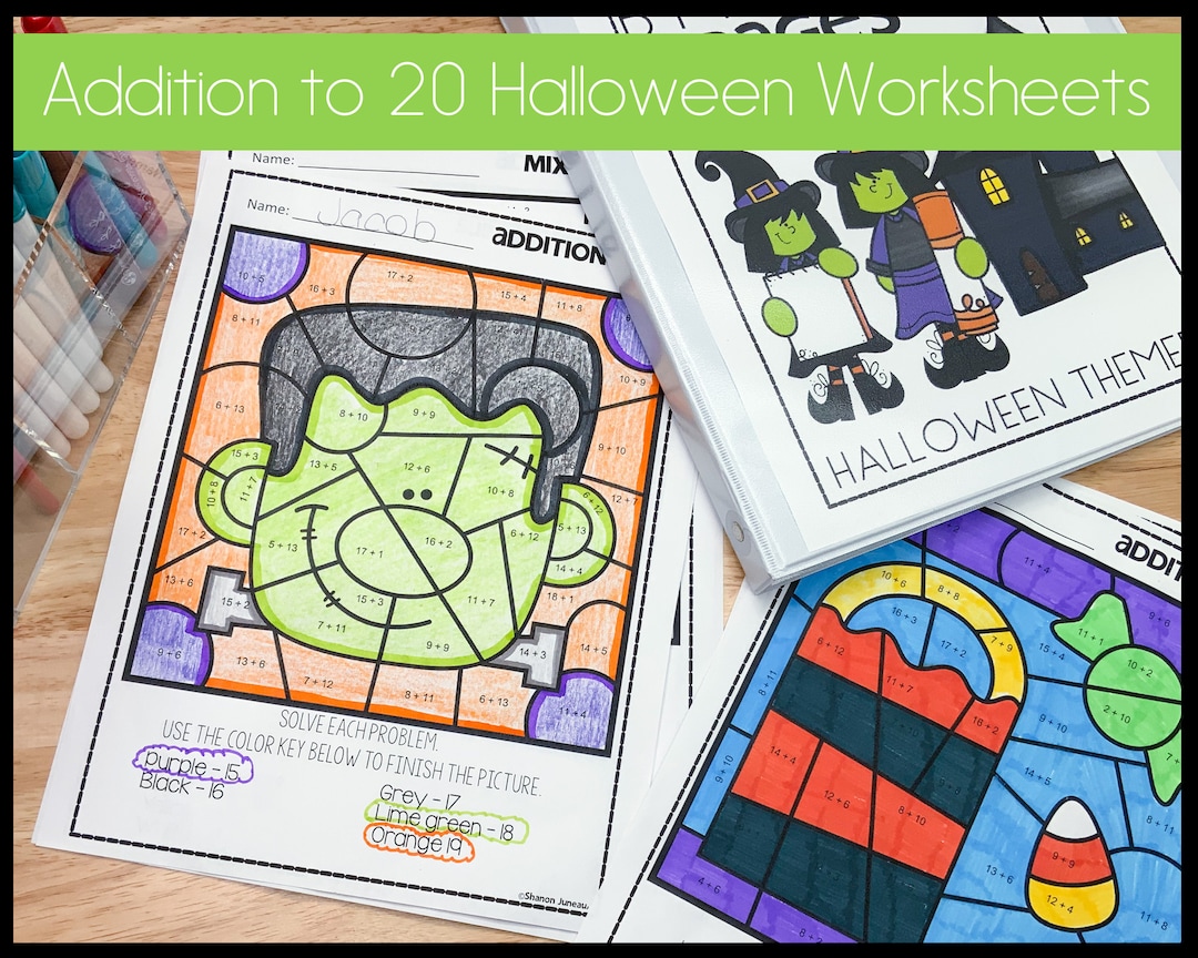 Halloween Addition to 20 Color by Number Worksheets, Color by Code ...