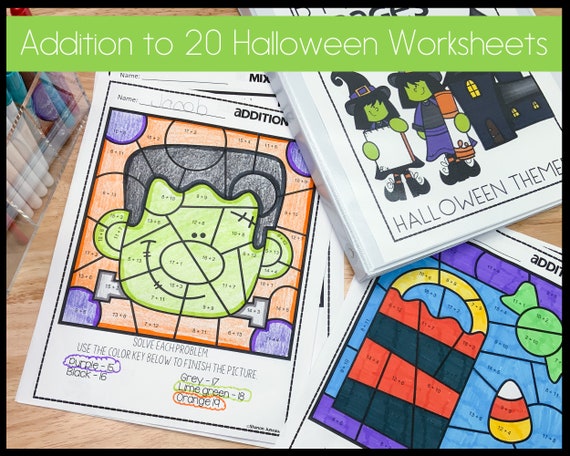 Halloween Addition to 20 Color by Number Worksheets Color by - Etsy