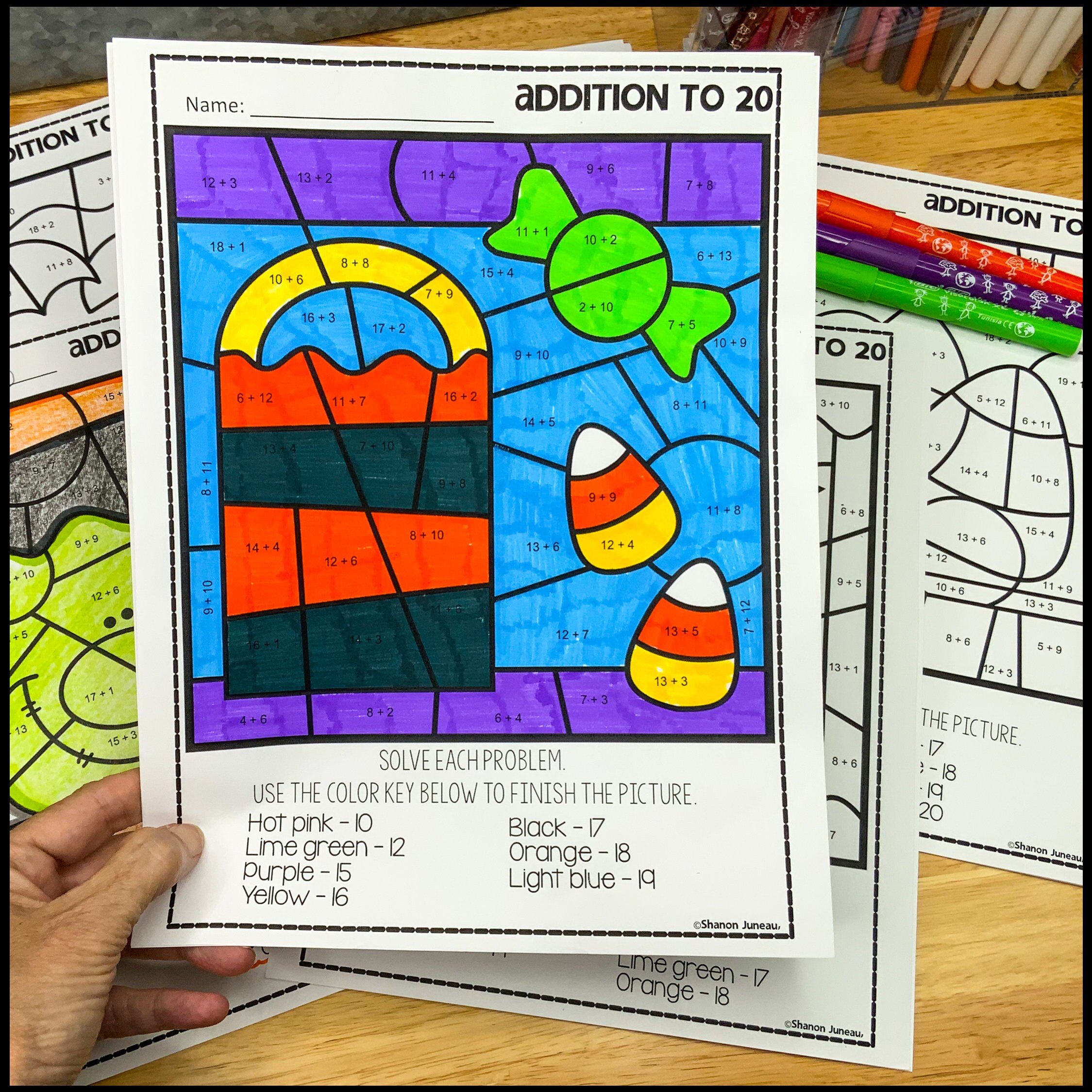 Halloween Addition to 20 Color by Number Worksheets, Color by Code ...