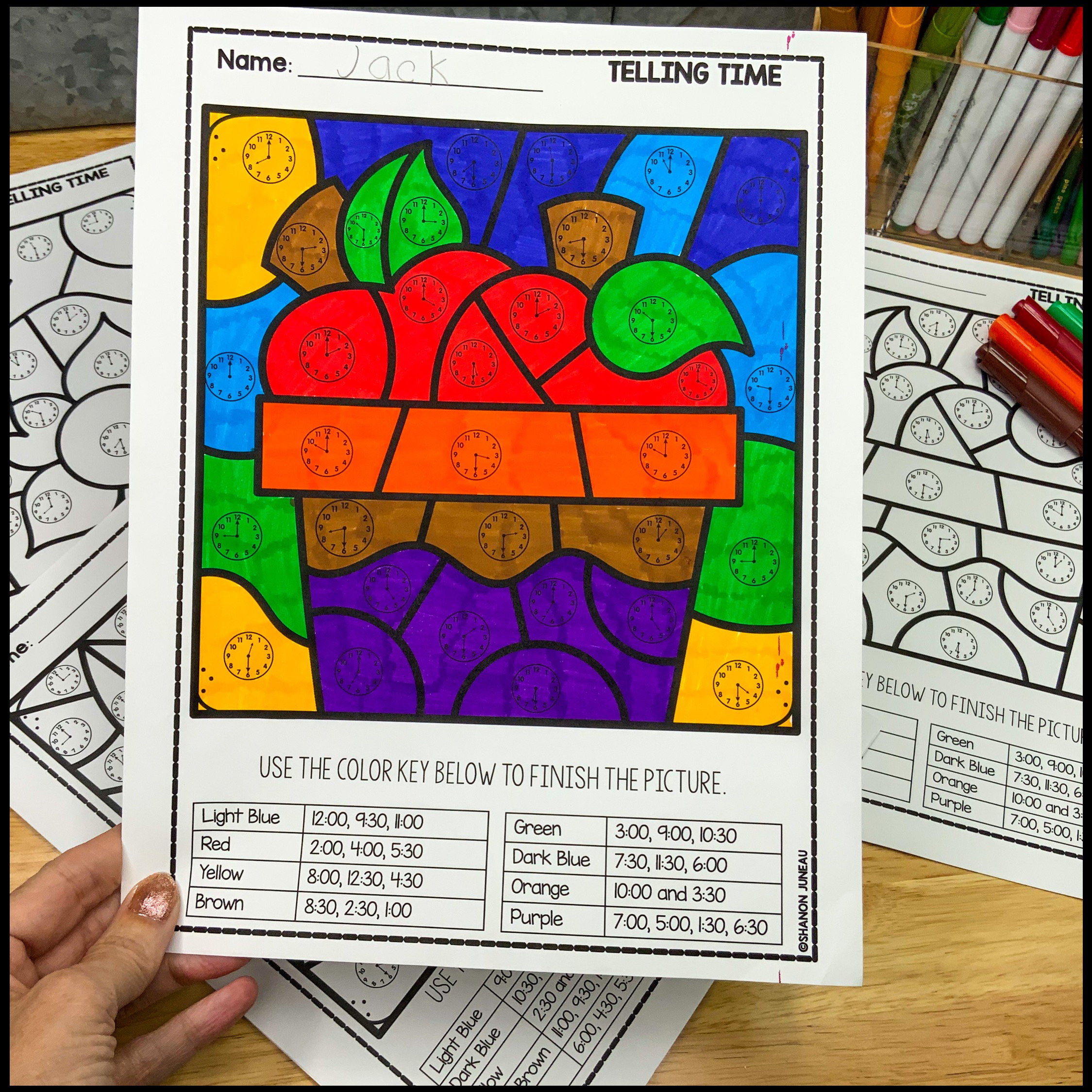 FALL Telling Time Color by Number Worksheets - Etsy