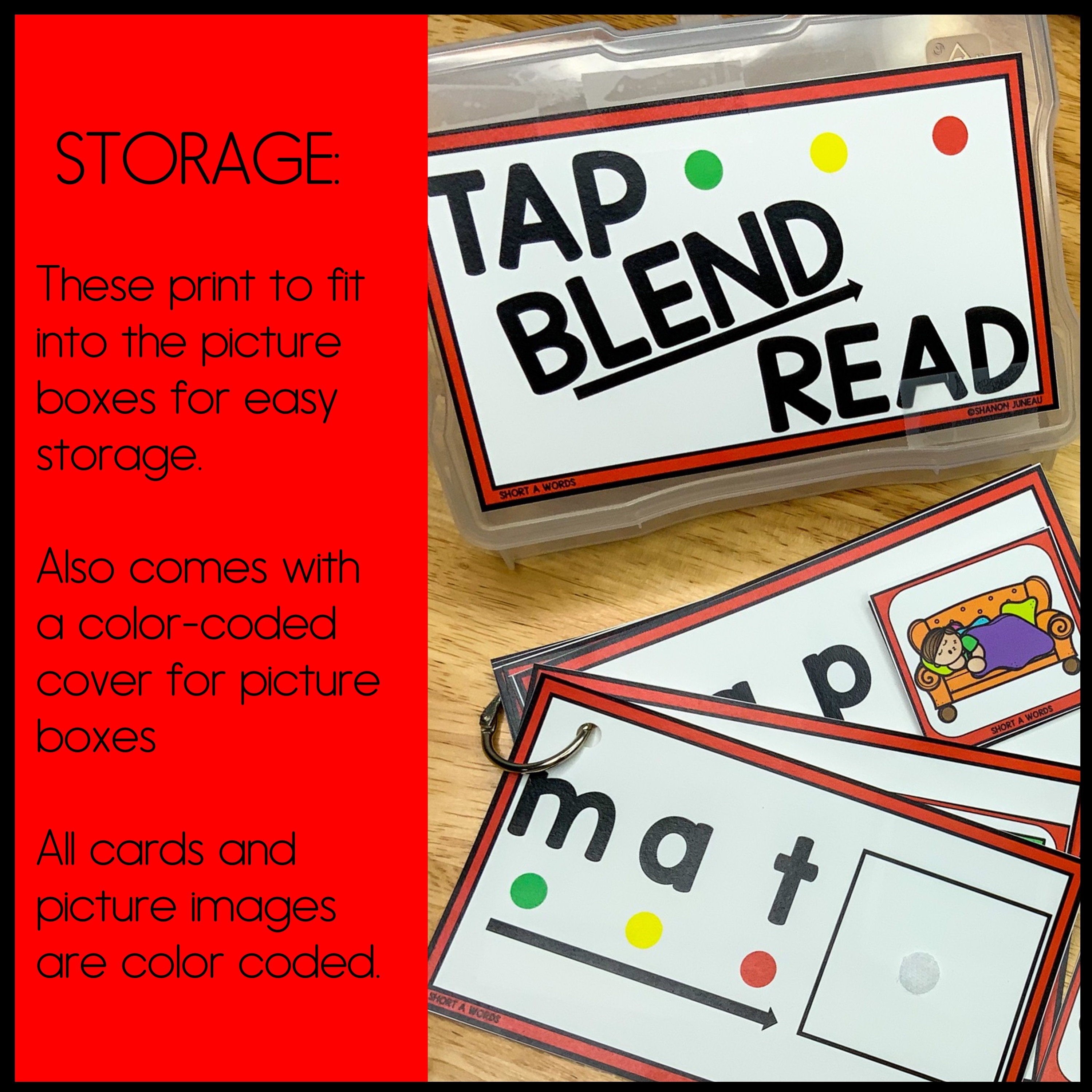 Tap, Blend, Read Flash Cards, Phonics Activities, Short Vowel Literacy ...