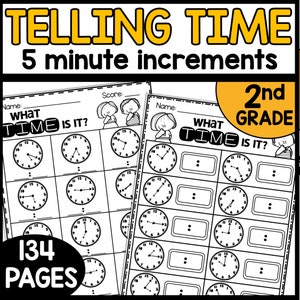 Telling Time Worksheets, 5 Minute Increments, Printable Activity Book ...