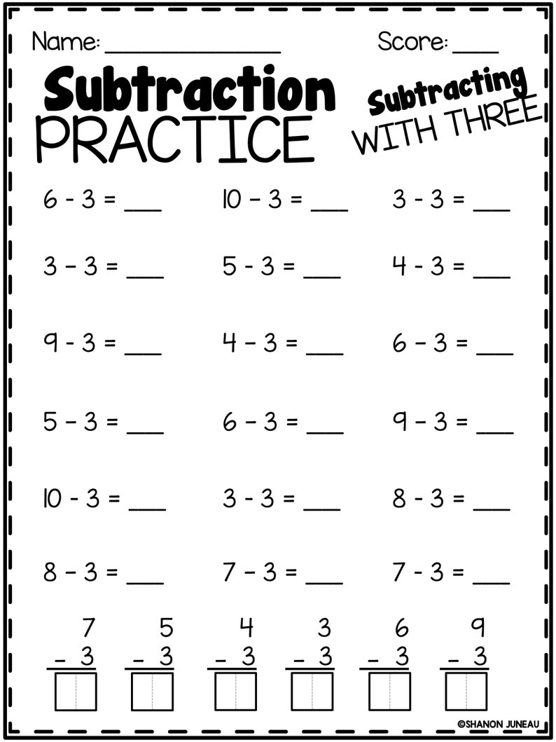 Subtraction 1st Grade Math Worksheets, Printable Activity Book ...