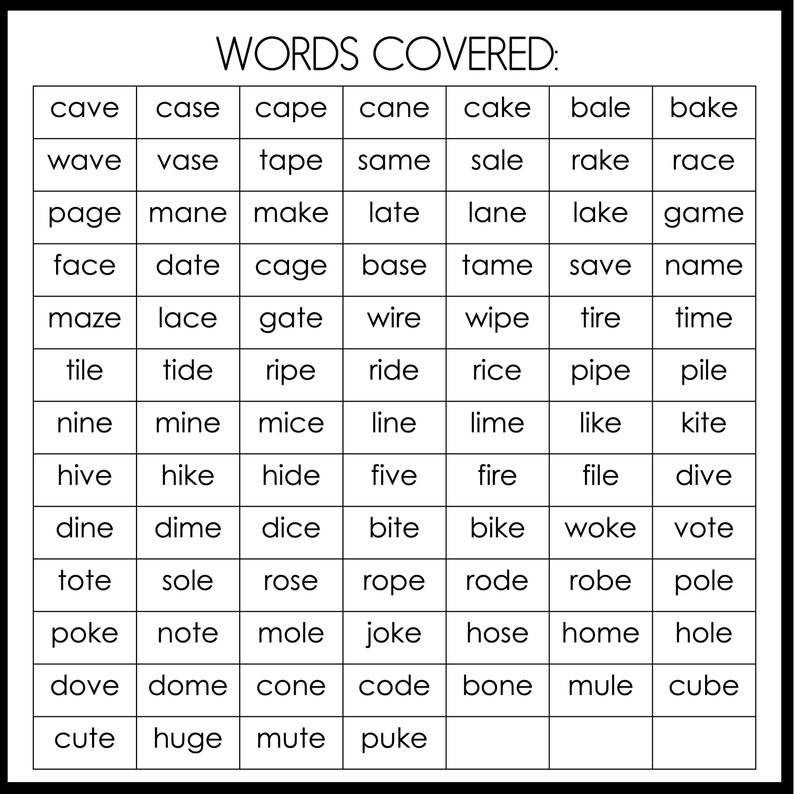 Spring Long Vowel Words Bingo Game Cards, Cvce Bingo Game Cards - Etsy