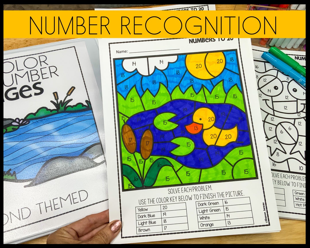 Number Recognition to 20 Color by Number Math Worksheets, Kindergarten ...
