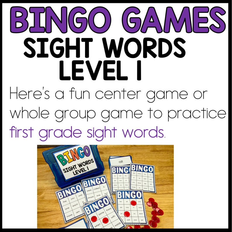 Sight Word Bingo Game Cards, 1st Grade Sight Words - Etsy