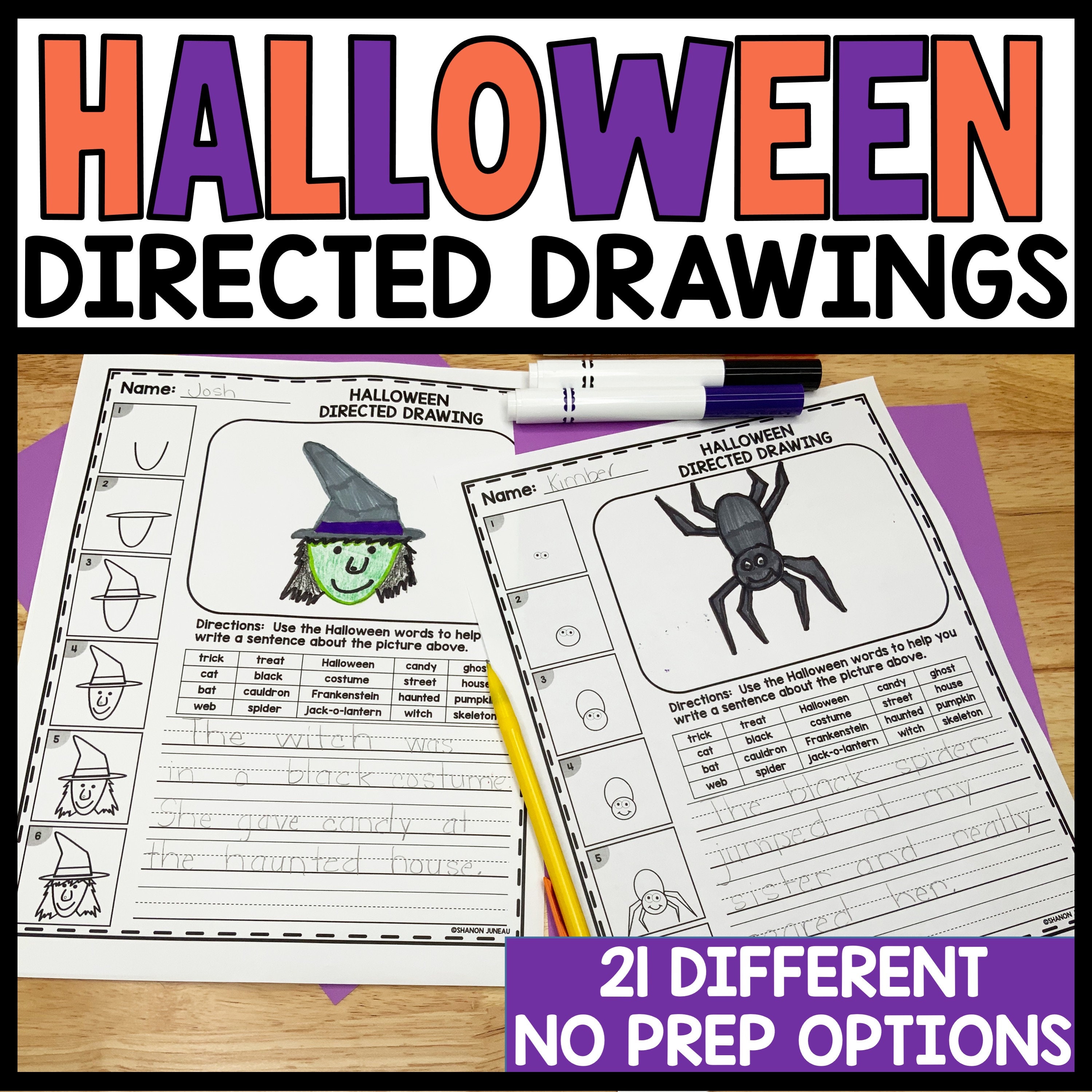 Halloween Directed Drawings for Kids, Art Activities for Elementary ...