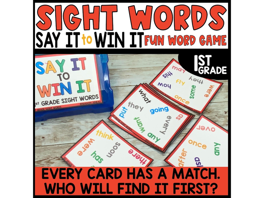 Sight Words Game, Matching Card Set, Family Game Night (digital File ...