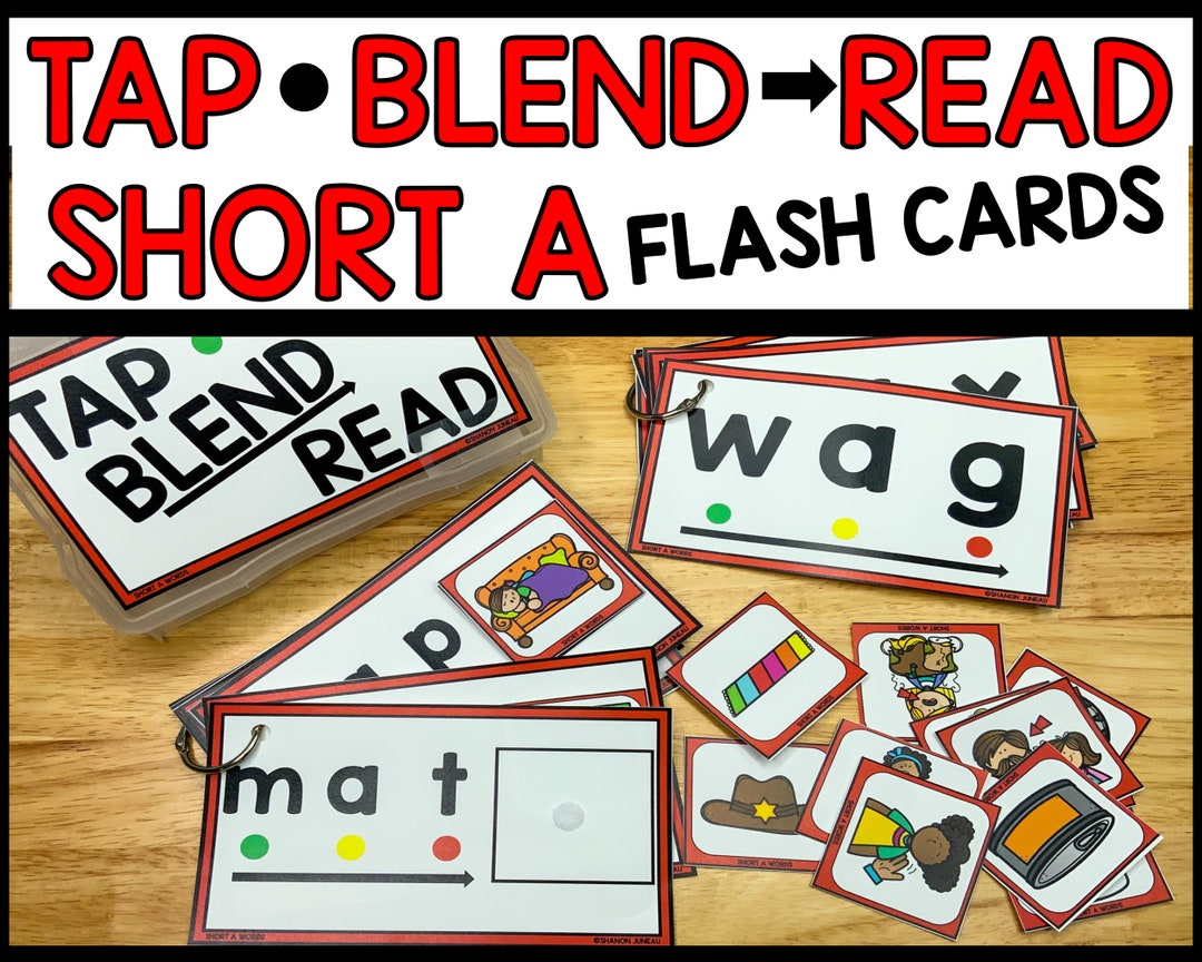 Tap, Blend, Read Flash Cards, Phonics Activities, Short Vowel Literacy ...