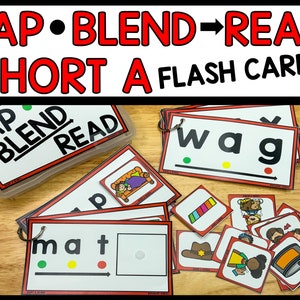 Tap, Blend, Read Flash Cards, Phonics Activities, Short Vowel Literacy ...