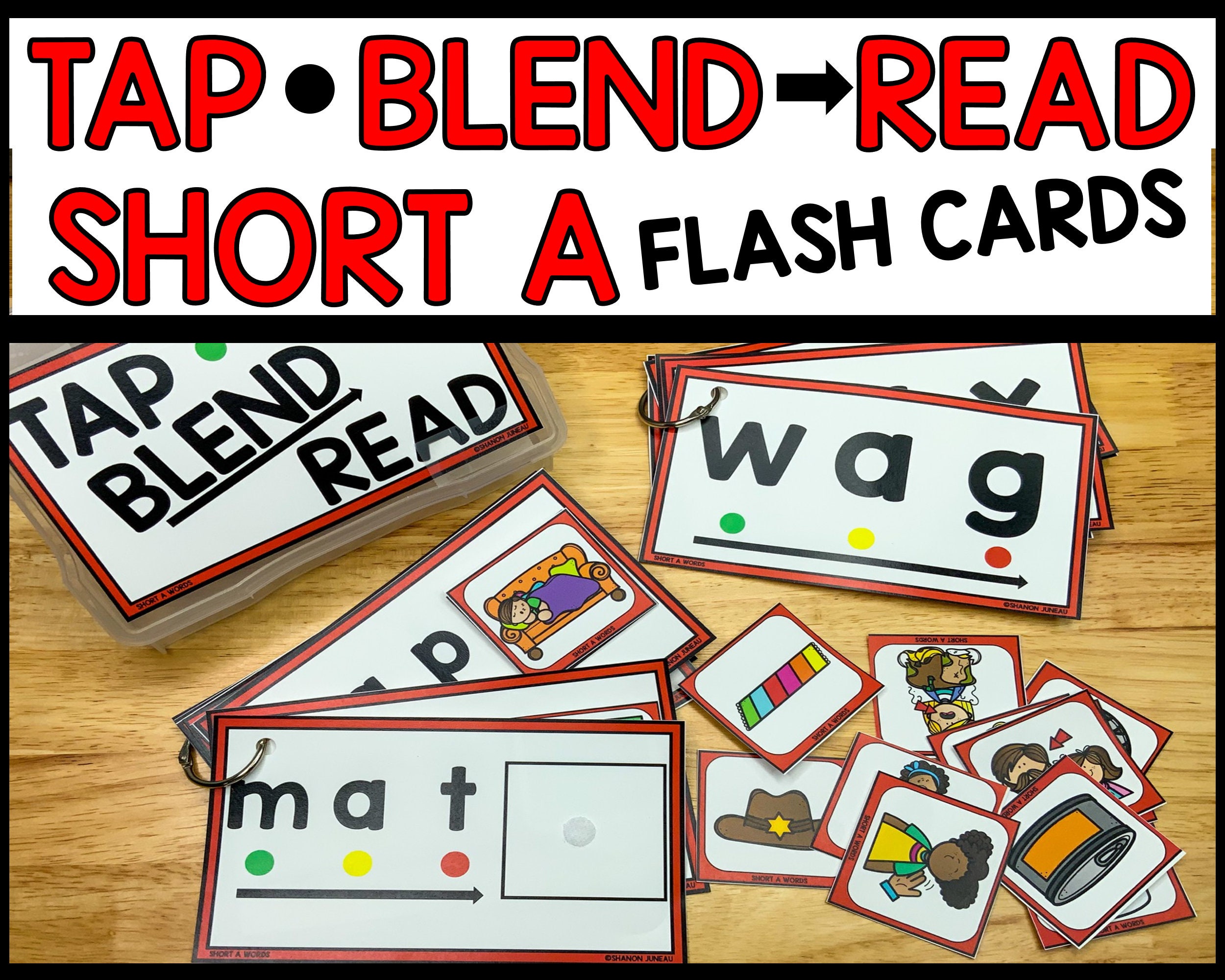 Tap, Blend, Read Flash Cards, Phonics Activities, Short Vowel Literacy ...