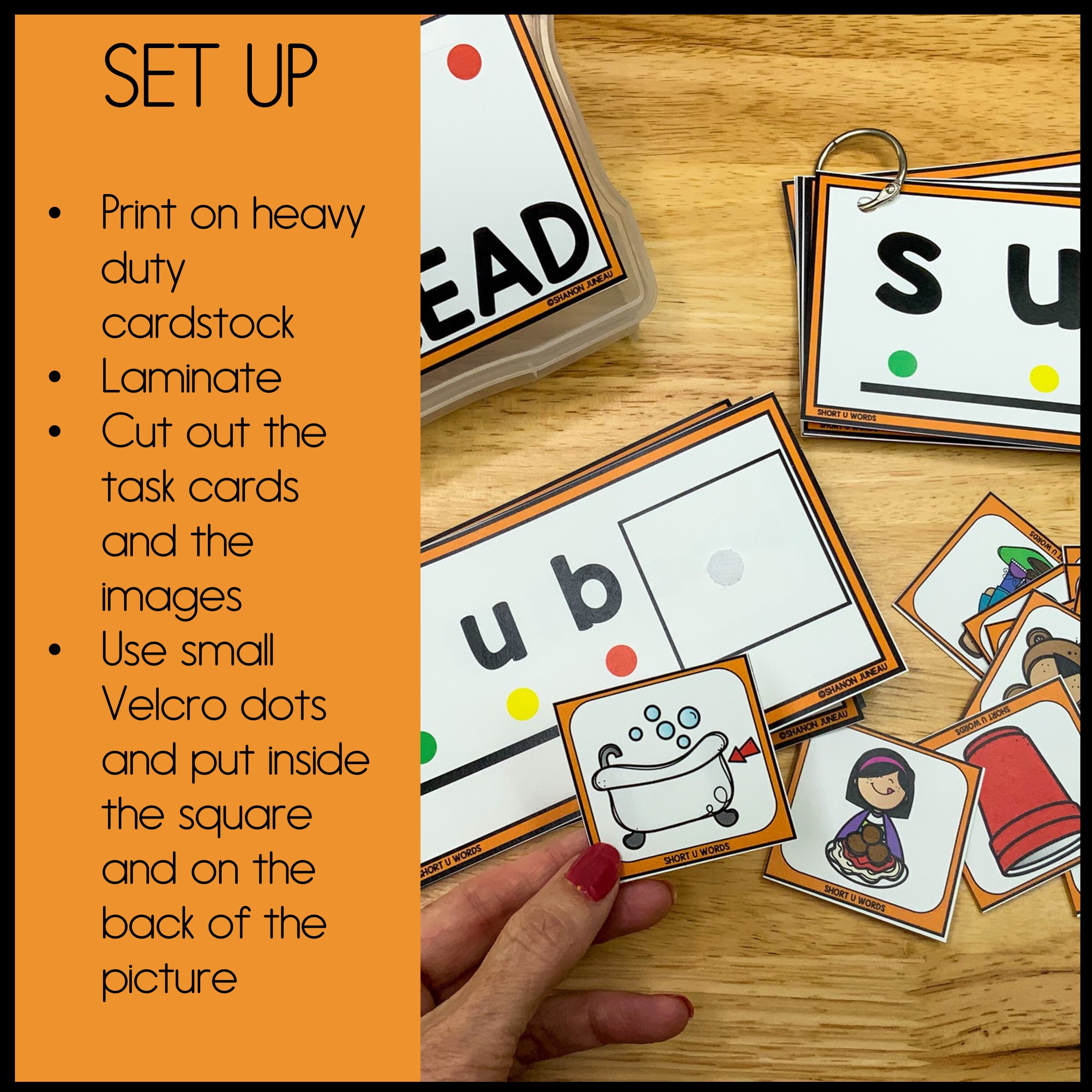 Short U CVC Word Flashcards: Phonics Literacy Center (digital Download ...