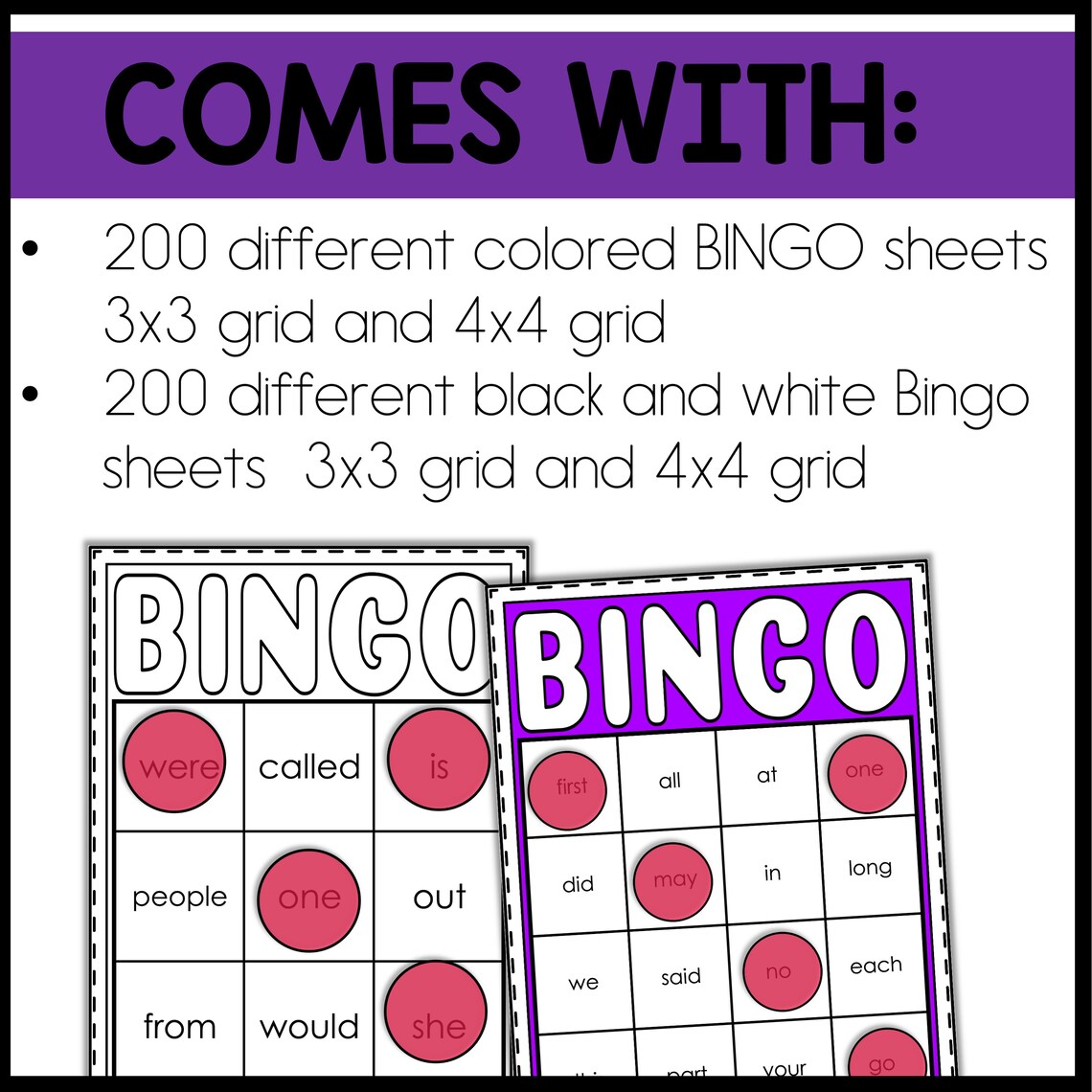 Sight Word Bingo Game Cards, 1st Grade Sight Words - Etsy