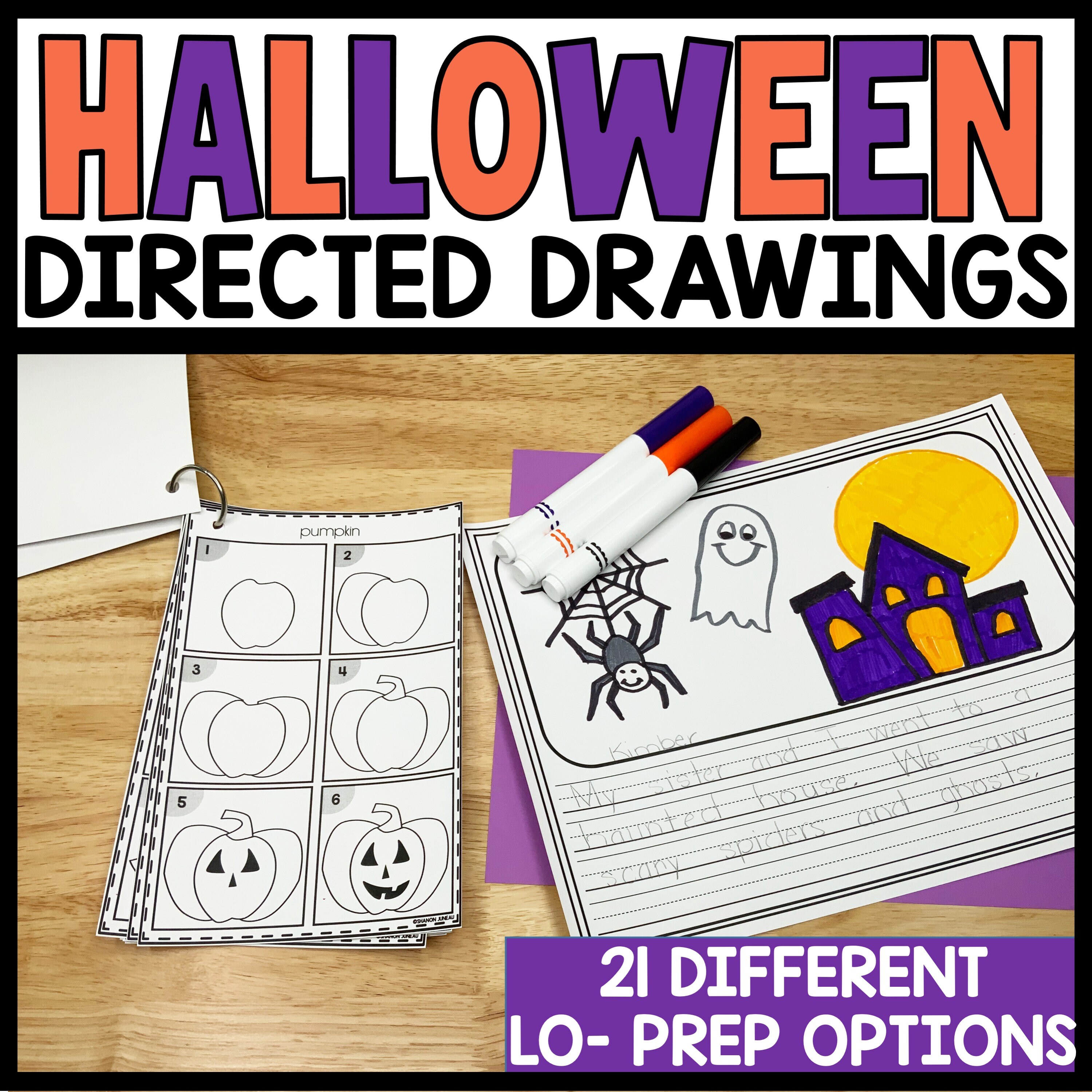 Halloween Directed Drawings for Kids, Art Activities for Elementary ...