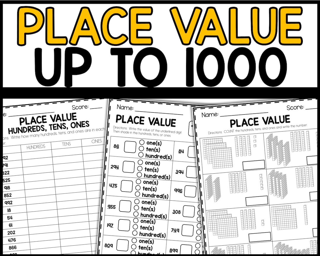 Place Value to 1000 Worksheets, Printable Activity Book, Homeschool ...