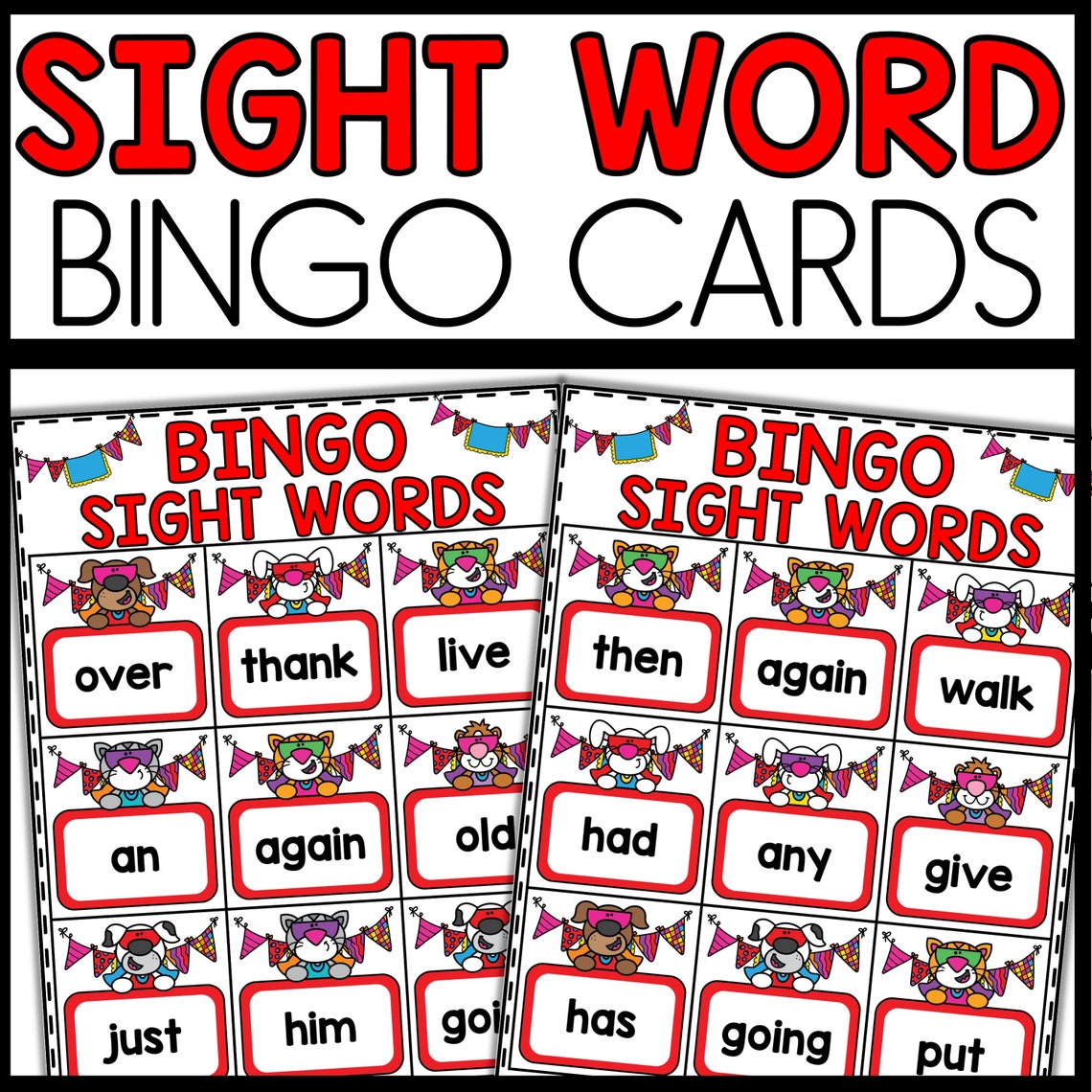 Sight Words Bingo Game Cards, 1st Grade Sight Words, First Grade Bingo ...