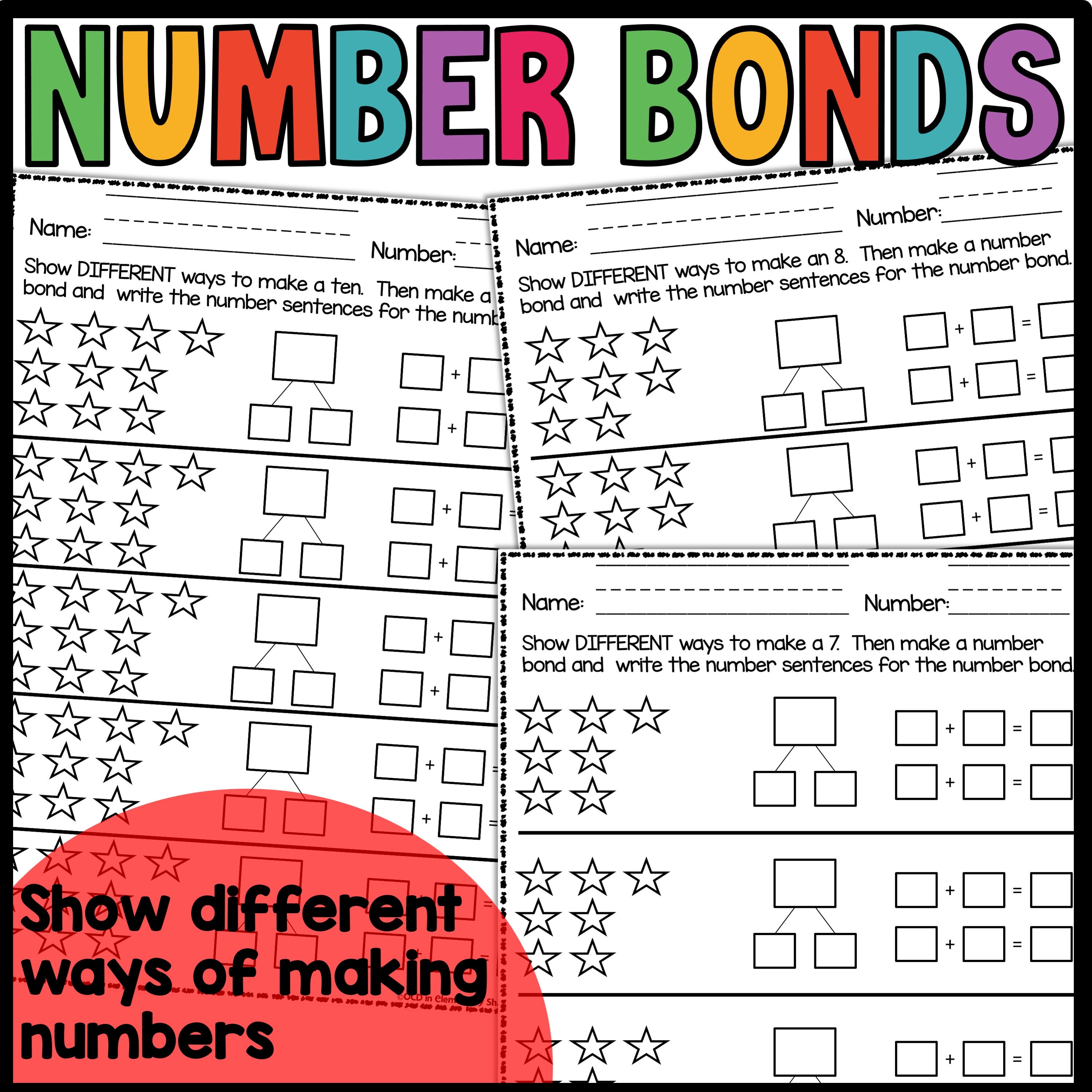 Number Bonds Math Worksheets: Missing Addends, Addition & Subtraction ...