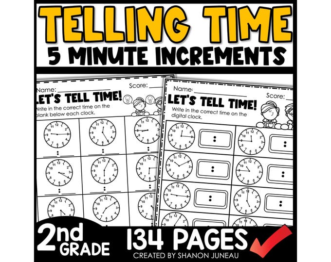 10 Printable Let's Tell Time Worksheets. Kdg.-2nd Grade Math. - Etsy Canada