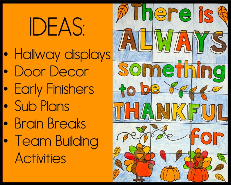 Thanksgiving Collaborative Poster for Elementary Students, Door Poster ...