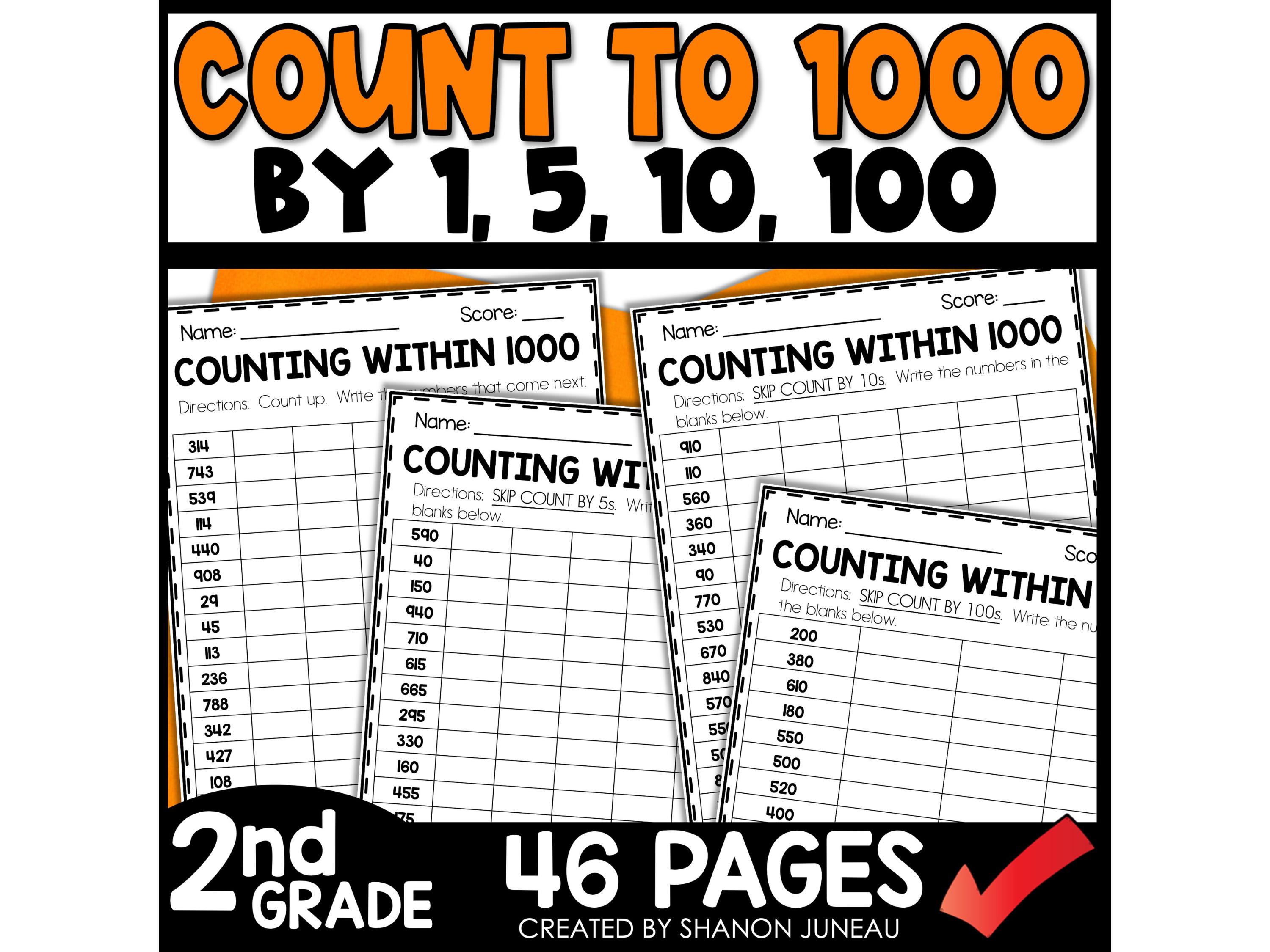 Skip Counting to 1000 Worksheets, Printable Activity Book, Homeschool ...