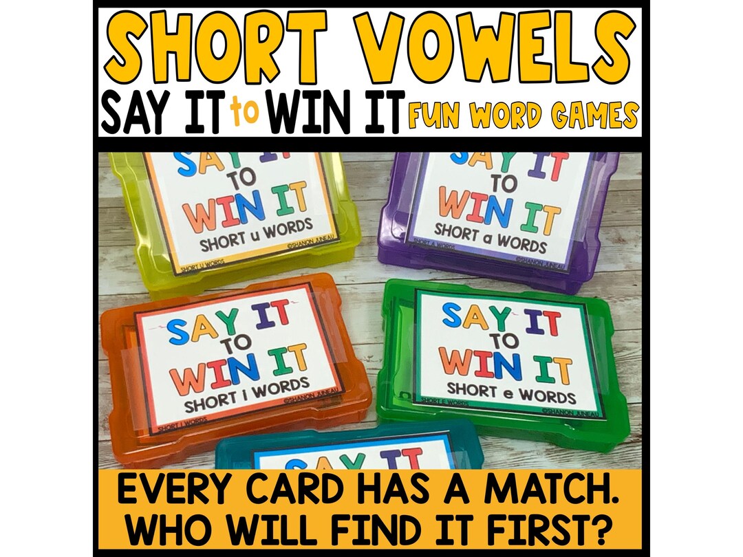 Short Vowel Word Game, Matching CVC Words Game Card Set, Family Game ...