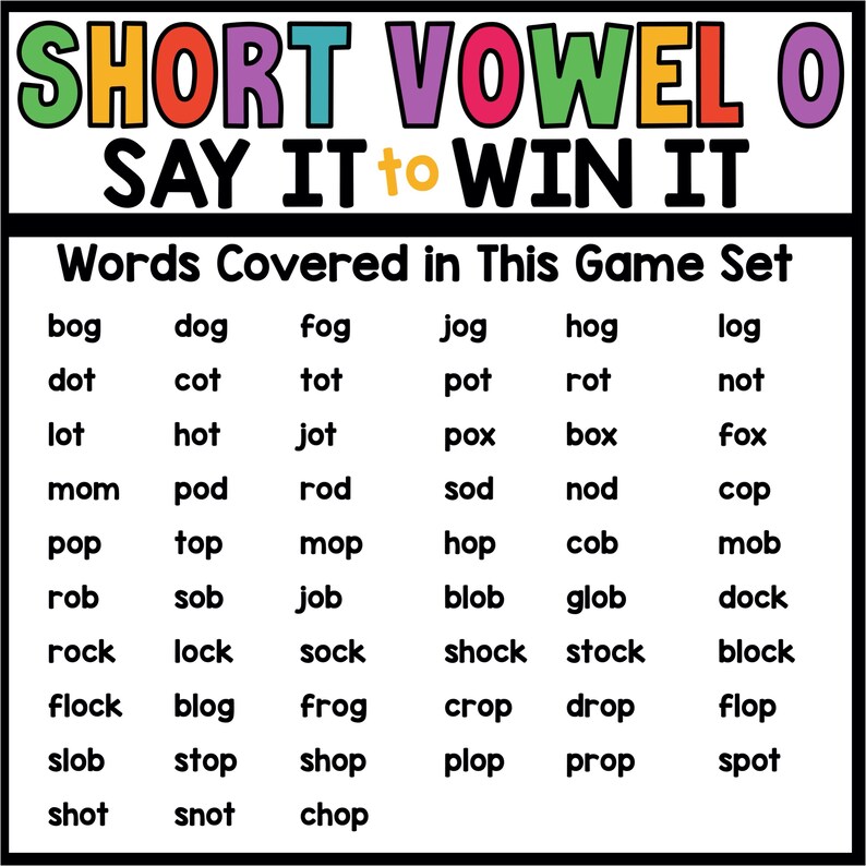 Short Vowel Word Game, Matching CVC Words Game Card Set, Family Game ...