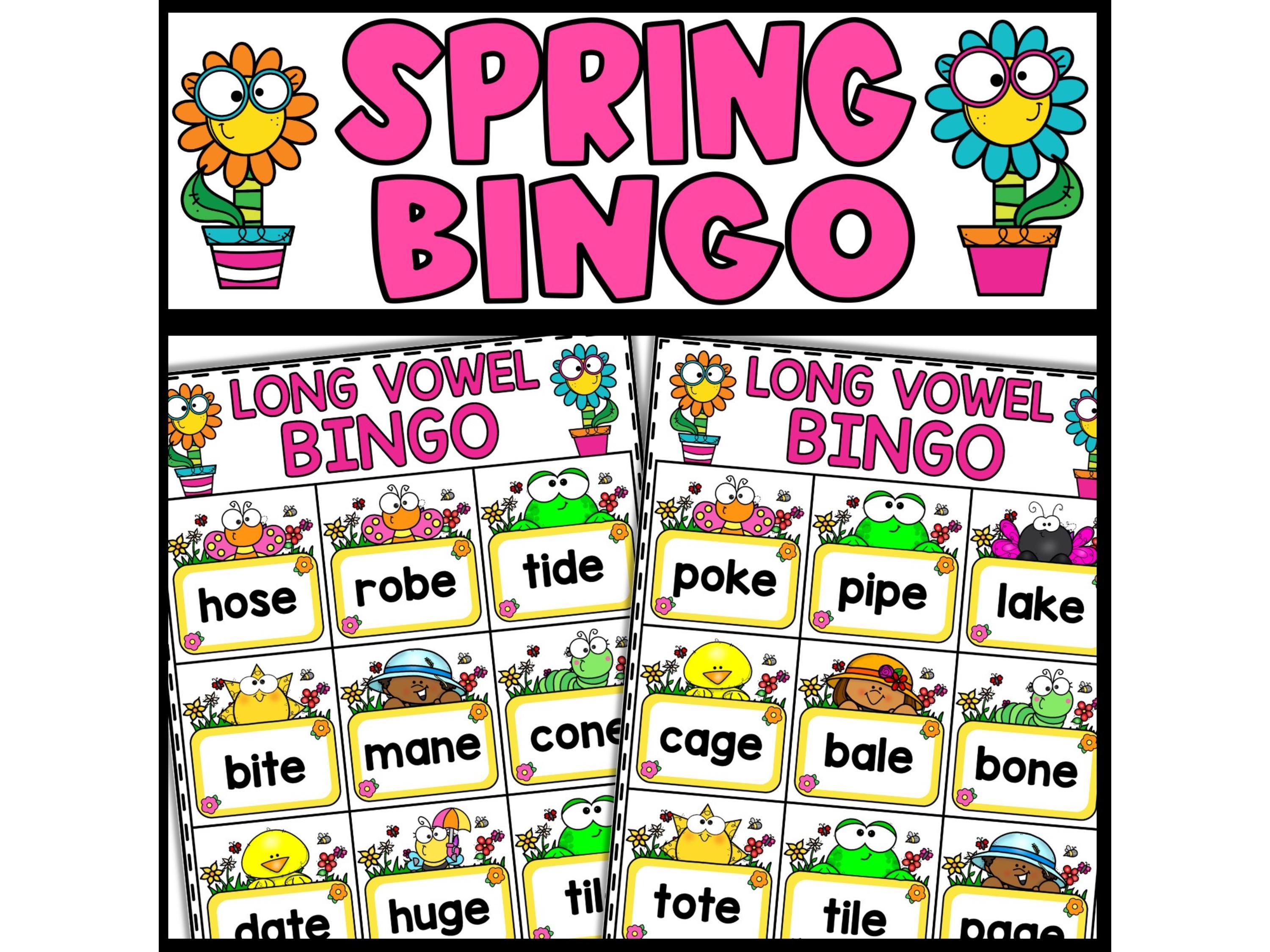 Spring Long Vowel Words Bingo Game Cards, Cvce Bingo Game Cards - Etsy