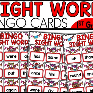 Sight Words Bingo Game Cards, 1st Grade Sight Words, First Grade Bingo ...
