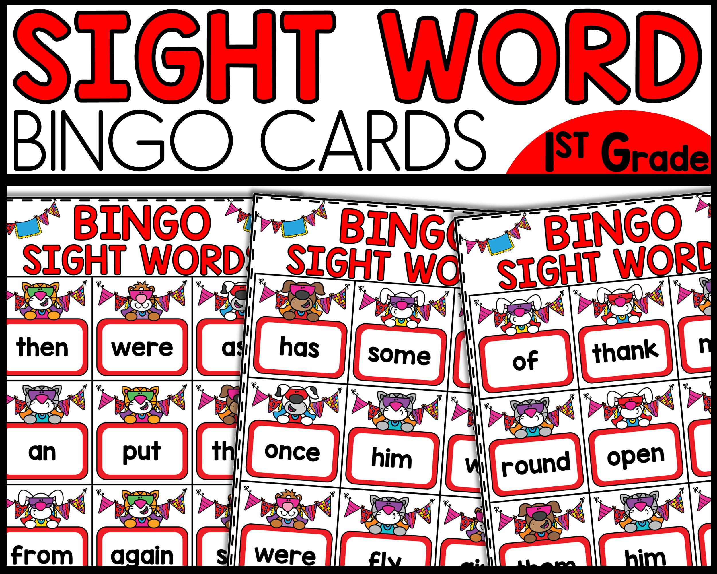 Sight Words Bingo Game Cards, 1st Grade Sight Words, First Grade Bingo ...