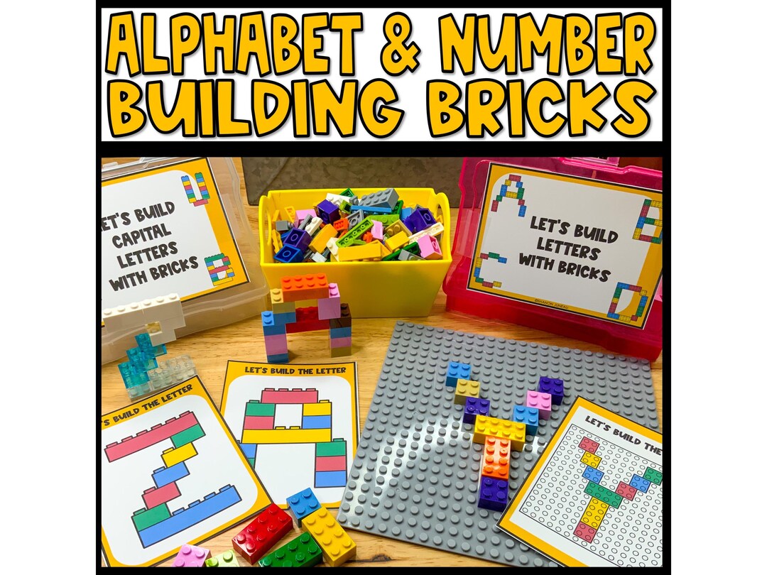Building Block Task Cards: ABC & 123 STEM Activities (PDF Download) - Etsy