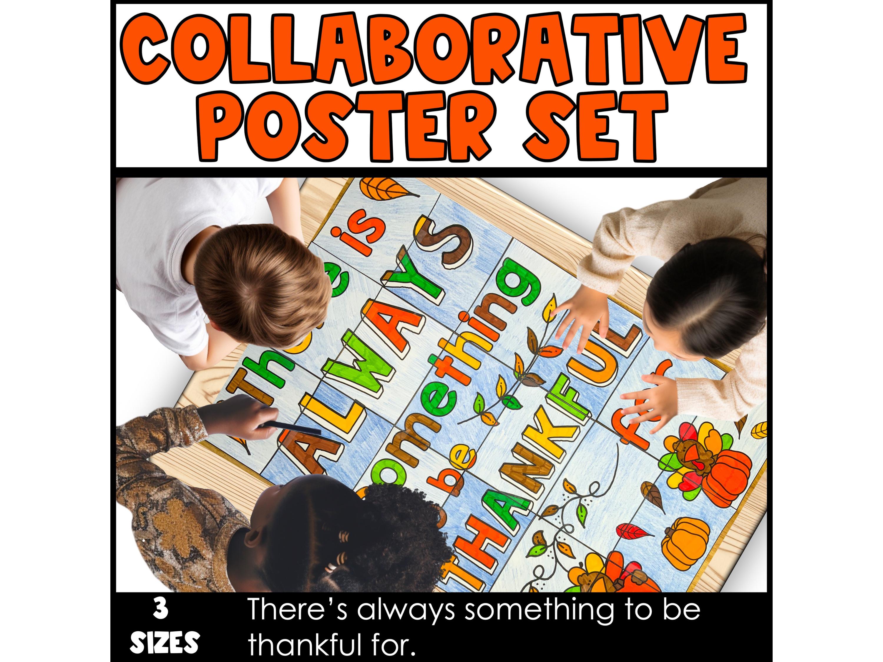 Thanksgiving Collaborative Poster for Elementary Students, Door Poster ...