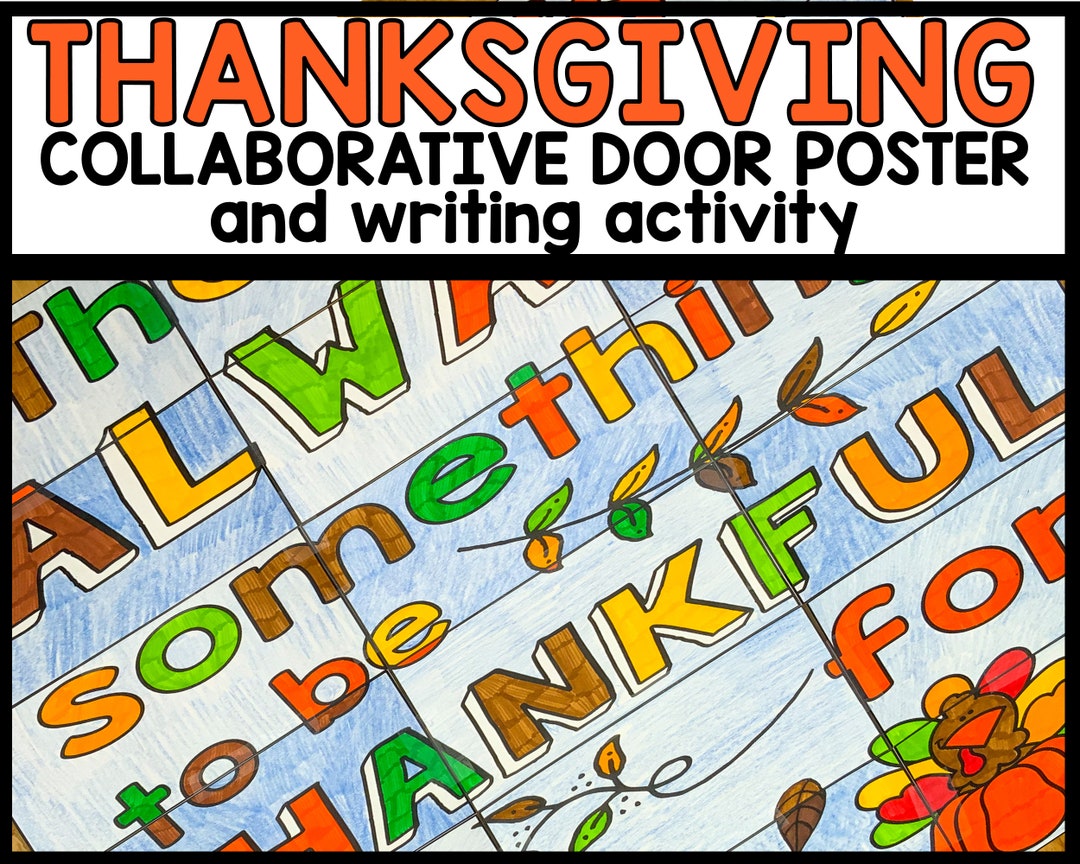 Thanksgiving Collaborative Poster for Elementary Students, Door Poster ...