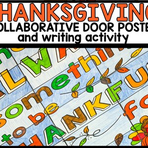 Thanksgiving Collaborative Poster for Elementary Students, Door Poster ...