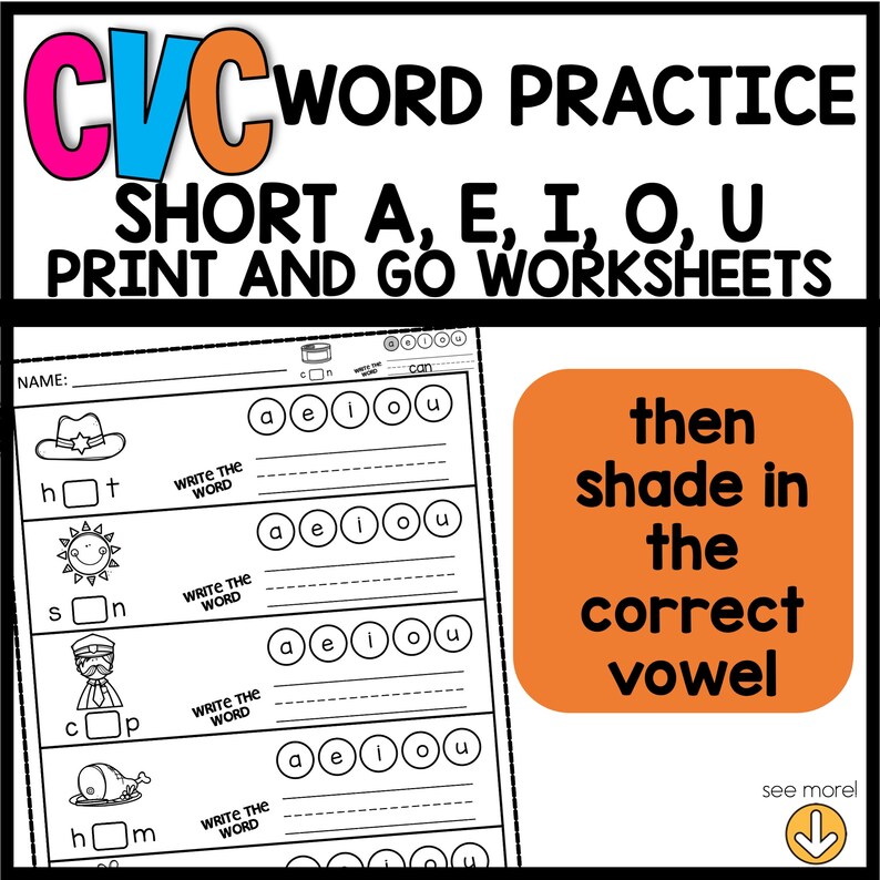 Printable Short Vowel Worksheets and Sorting Activities - Etsy