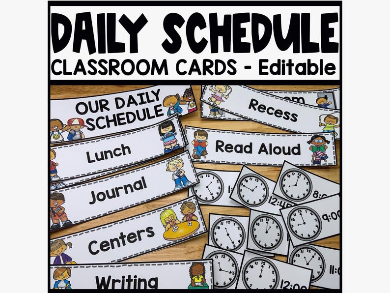 Editable Classroom Daily Schedule Cards: Visual Learning (digital File ...