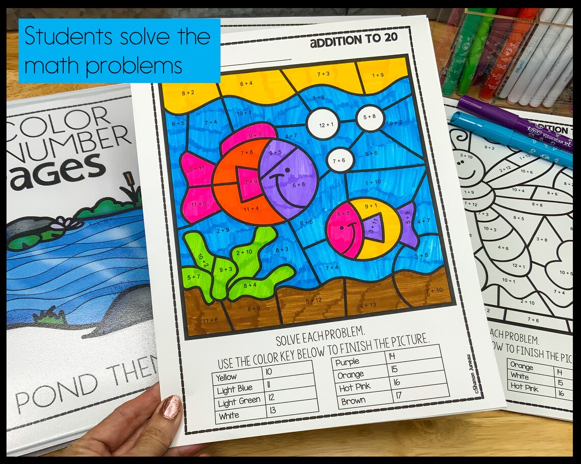 Addition to 20 Color by Number Worksheets Math Color Pages - Etsy