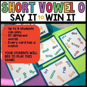 Short Vowel O Word Game, Say It to Win It Games, Matching CVC Words ...