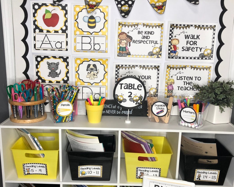 BEE THEMED Classroom Decor Elementary Bee Themed Alphabet Posters ...