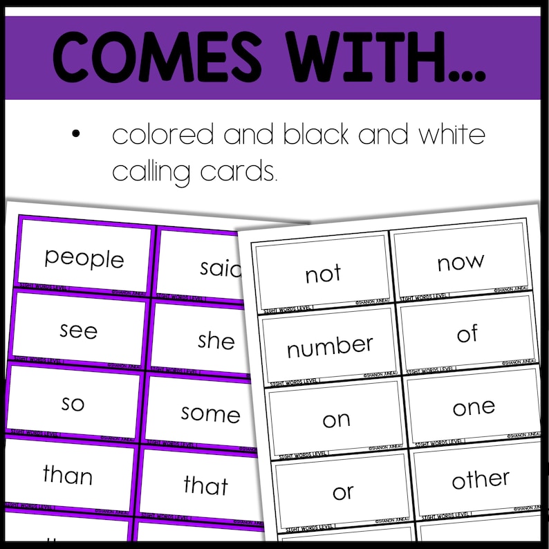 Sight Word Bingo Game Cards, 1st Grade Sight Words - Etsy