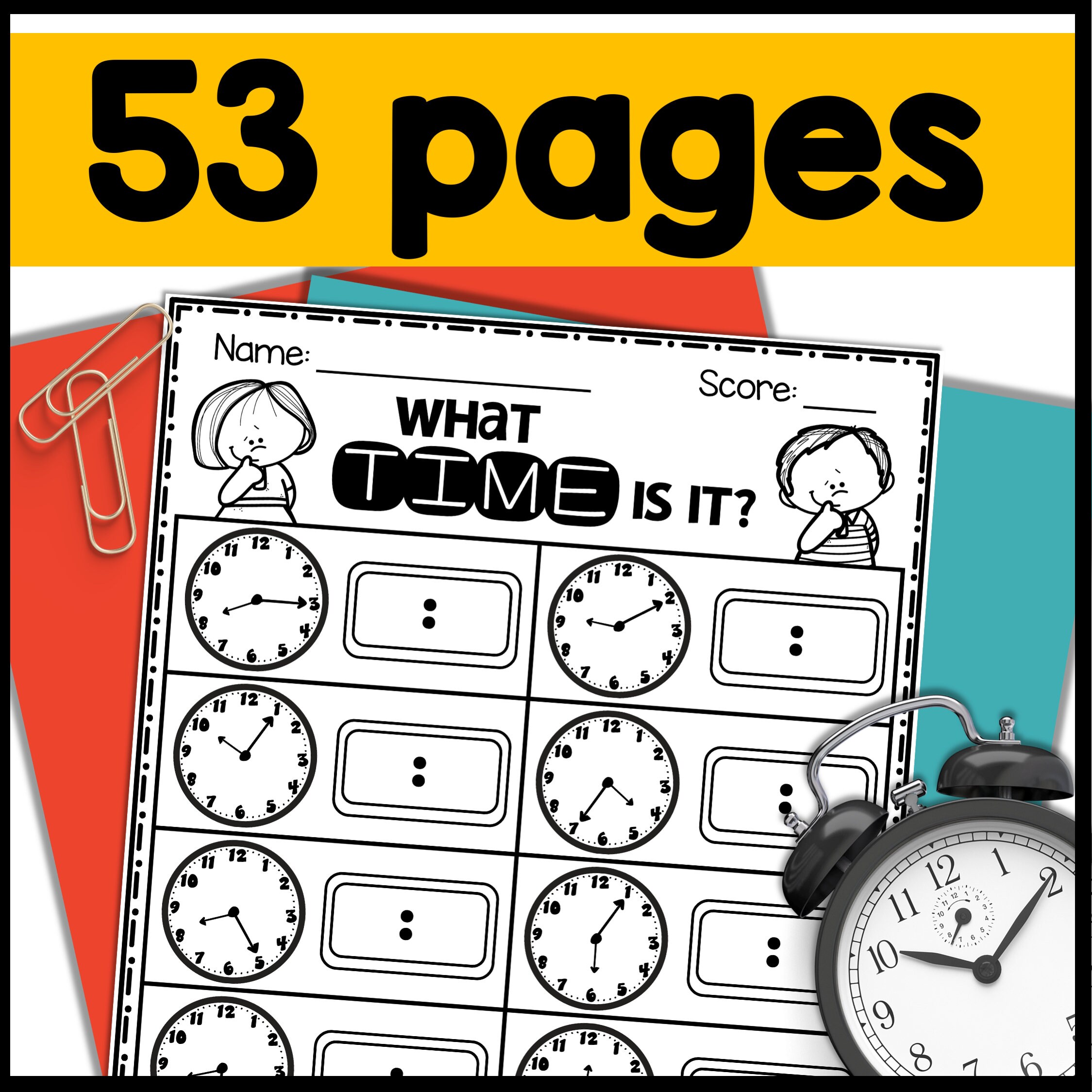 Telling Time Worksheets, 5 Minute Increments, Printable Activity Book ...