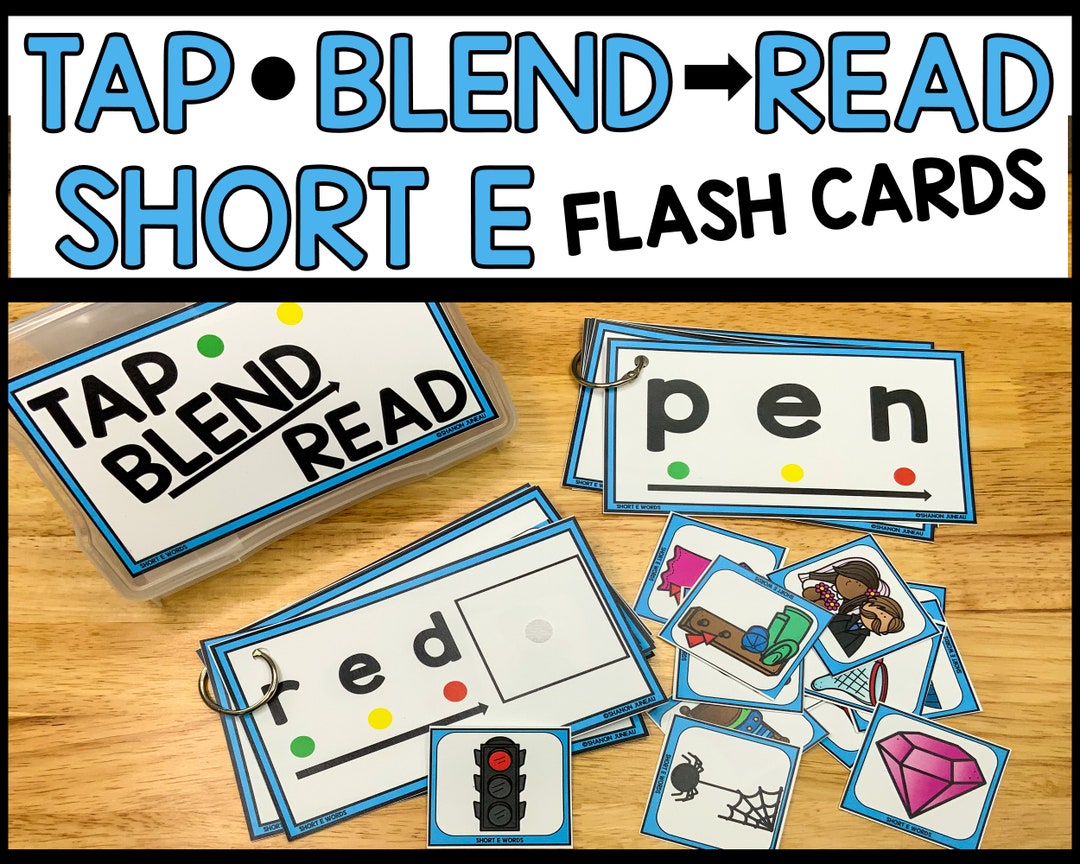 Tap, Blend, Read SHORT E Flash Cards, Phonics Activities, Short Vowel ...