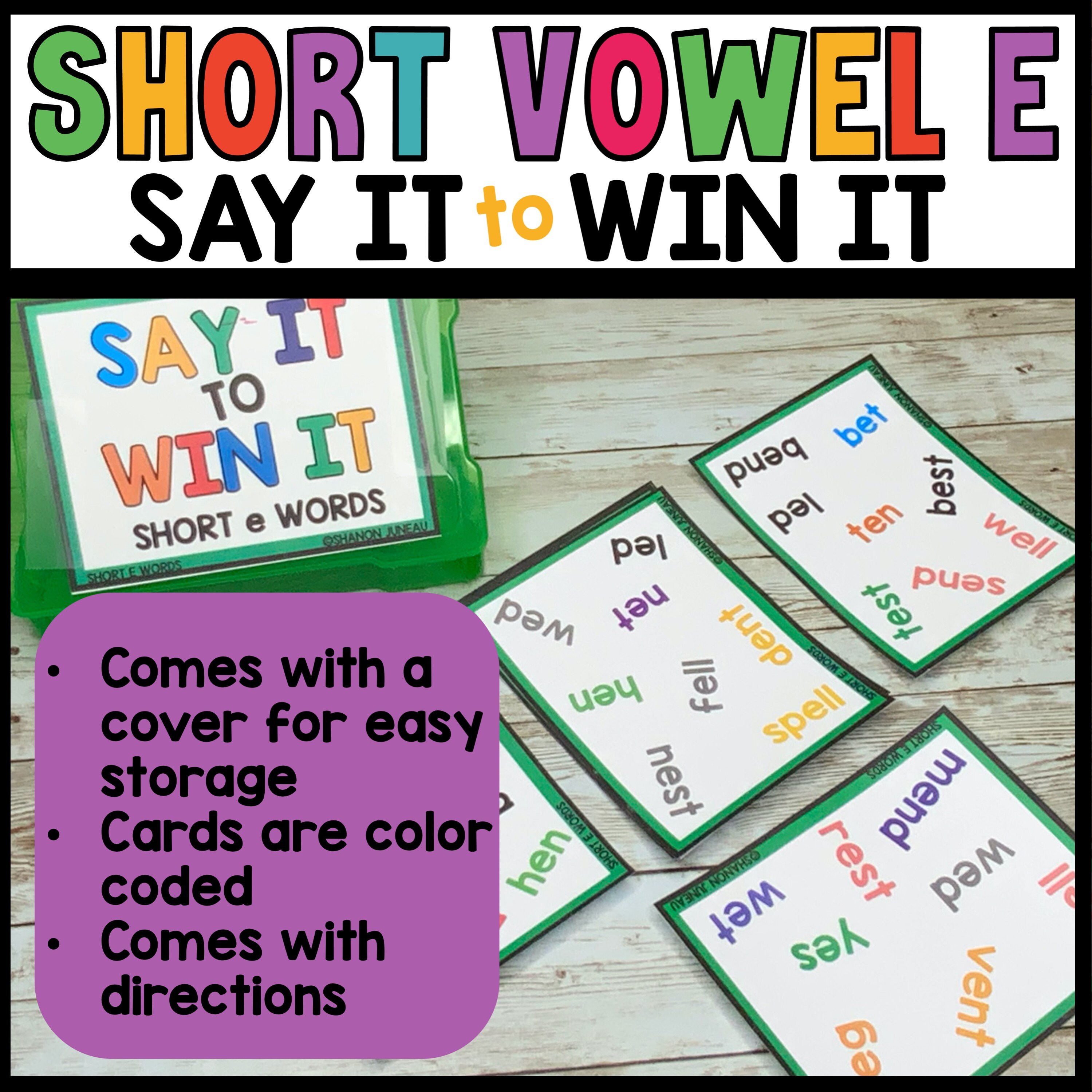 Short Vowel E Word Game: CVC Matching Card Set (digital Download) - Etsy
