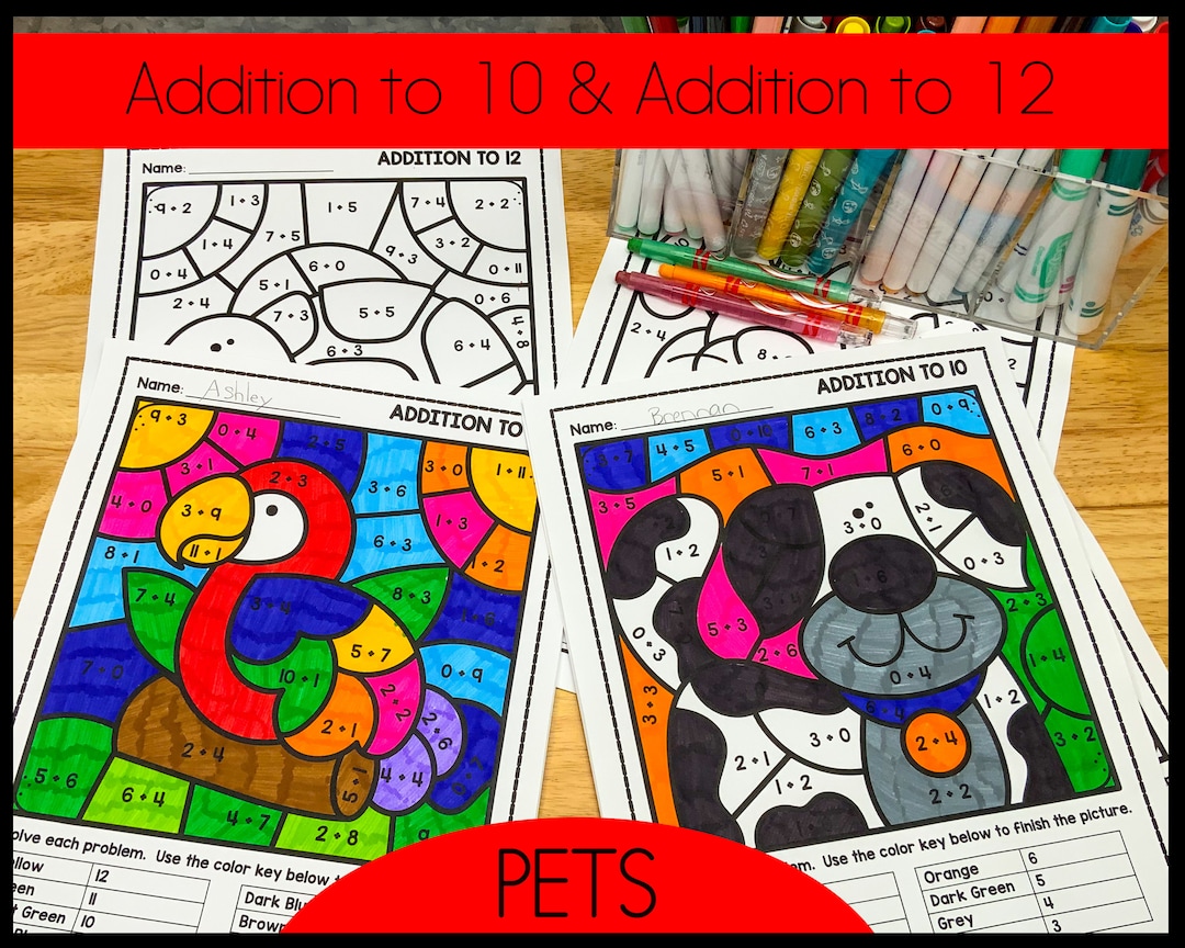 Addition to 10, Addition to 12, Color by Number Worksheets, Color by ...