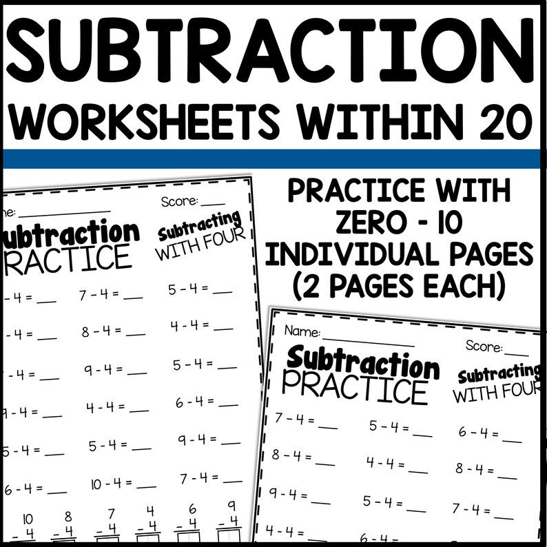 Subtraction 1st Grade Math Worksheets, Printable Activity Book ...