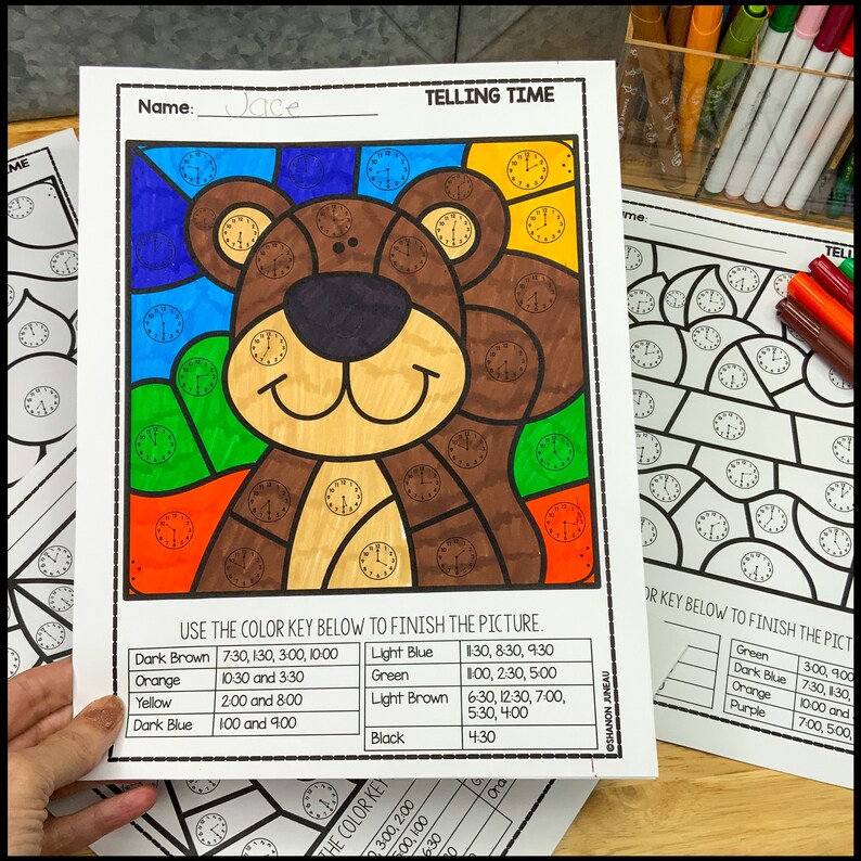 FALL Telling Time Color by Number Worksheets - Etsy.de